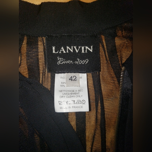 Lanvin | Tops | Vintage Lanvin 209 Black Mesh 00 Silk Ruching Gathered ...